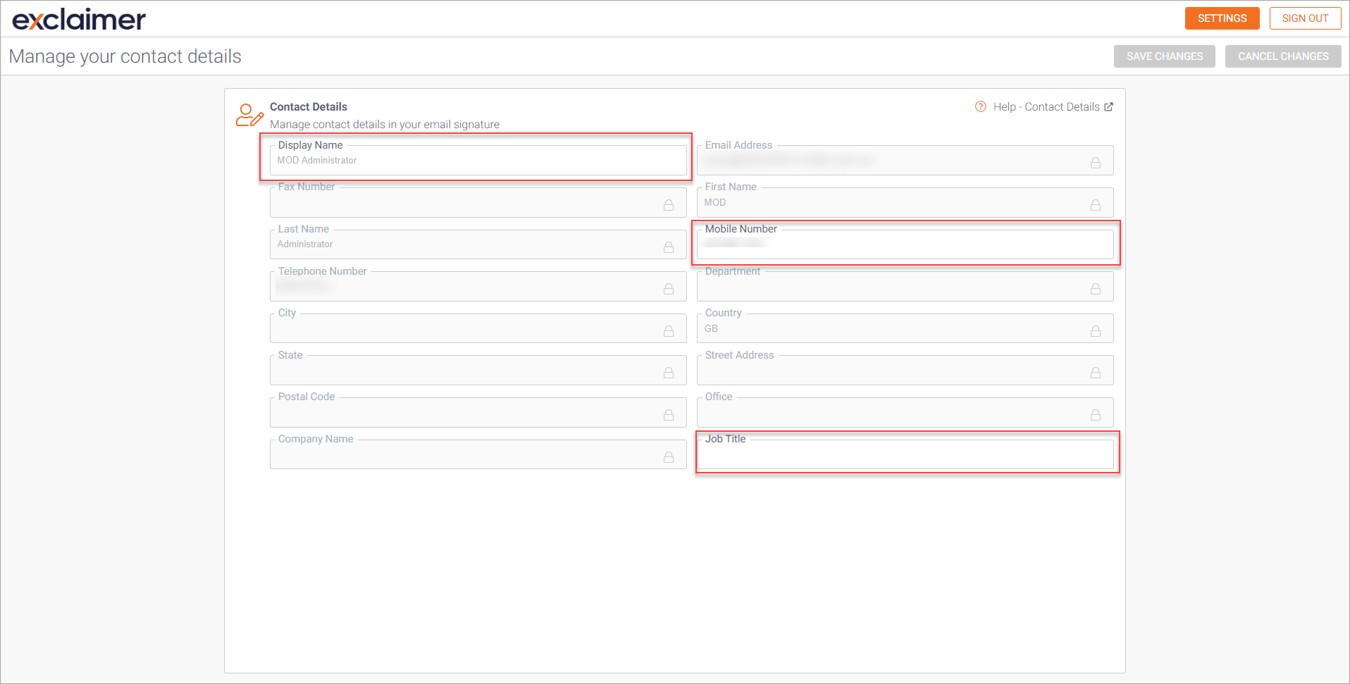 Manage your contact details – Exclaimer Cloud Knowledge Base